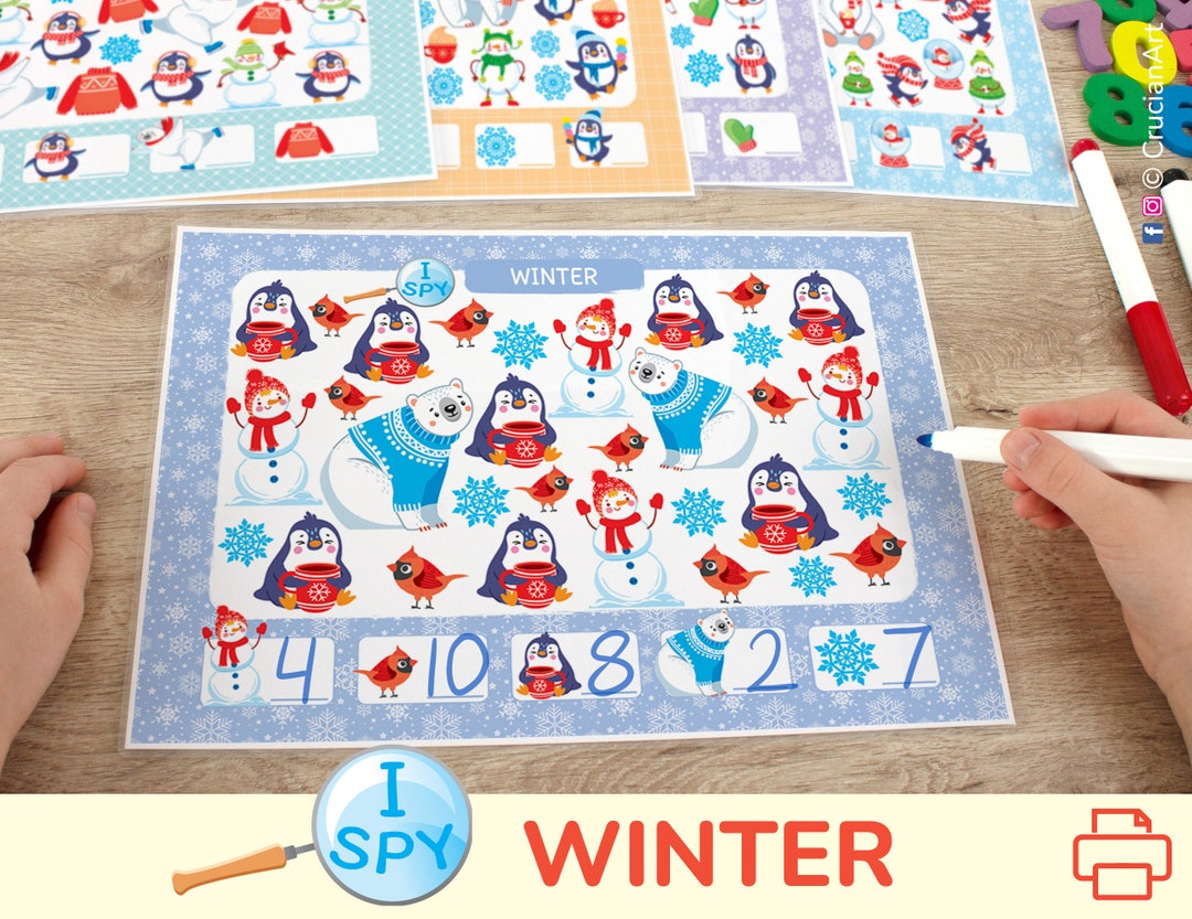 Winter I Spy Counting Activity. Seasonal Printable Count to 10 ...