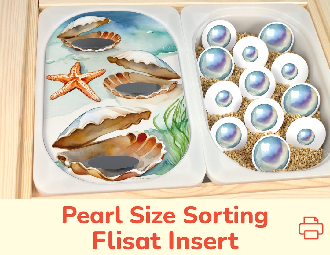 Sorting Pearls by Size: Printable Flisat Insert Learning Activity for ...