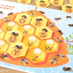 Honey Bee Alphabet Matching. Honeybee Match Printable Learning Activity ...
