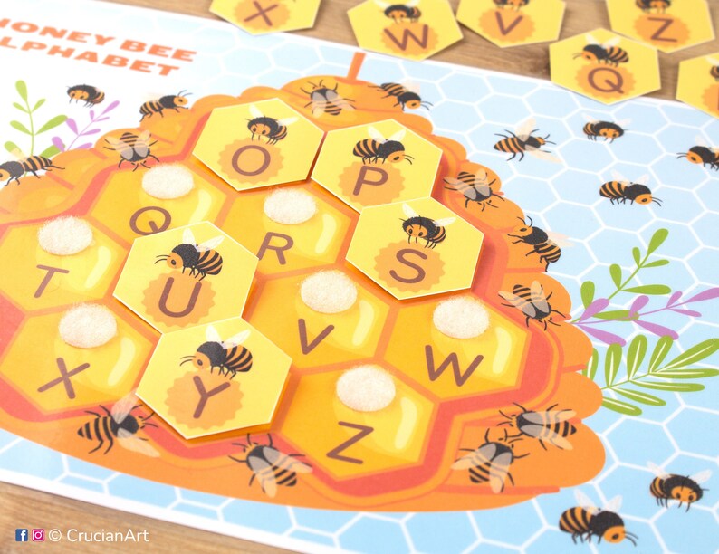 Honey Bee Alphabet Matching. Honeybee Match Printable Learning Activity ...