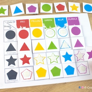 Shape & Color Sorting Printable Activity. Toddler Busy Book and ...