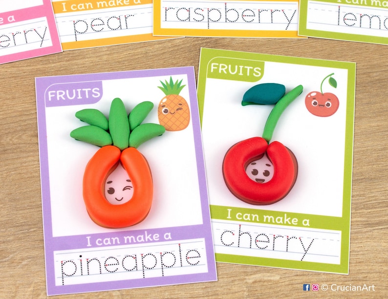 Fruits Playdough Mats. Printable Toddler, Preschool Educational ...