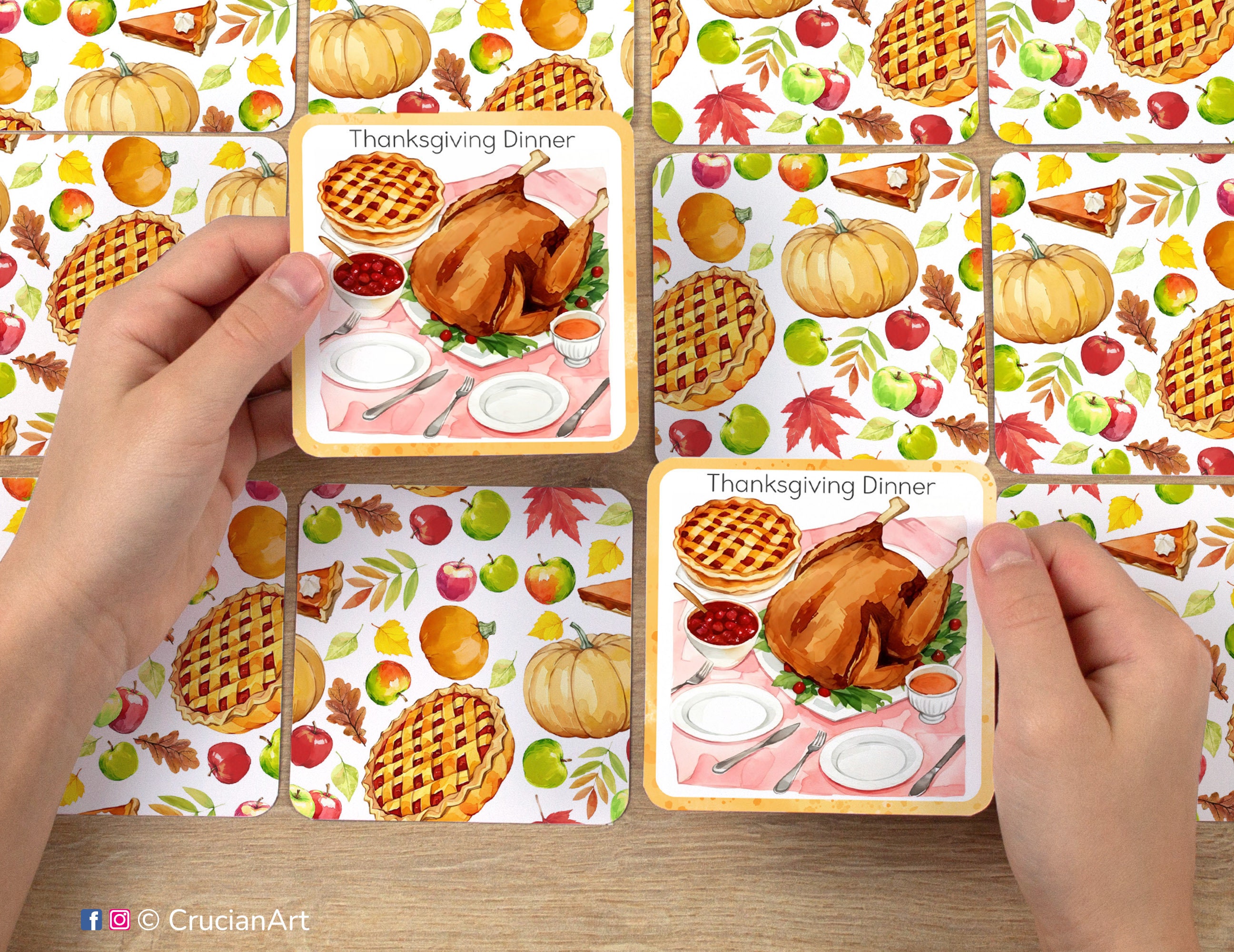 Thanksgiving Day Memory Game: Printable Toddler, Preschool ...