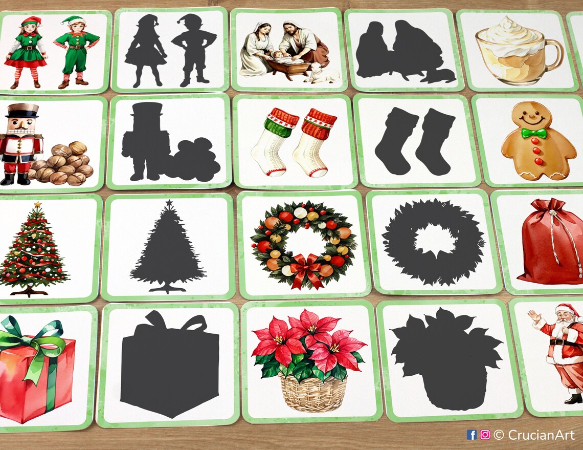 Christmas Shadow Matching Activity: Printable Match Cards for Toddlers ...