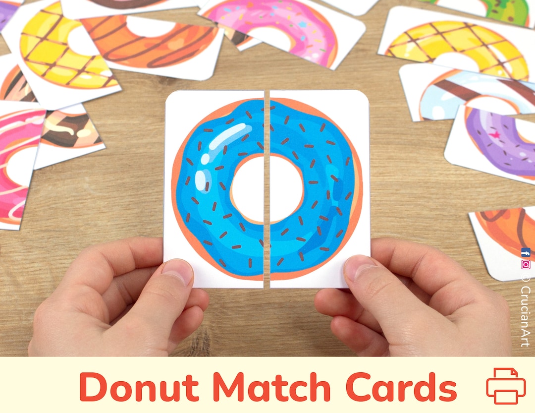 Donut Matching Cards. Printable Match Halves Activity. Toddler ...