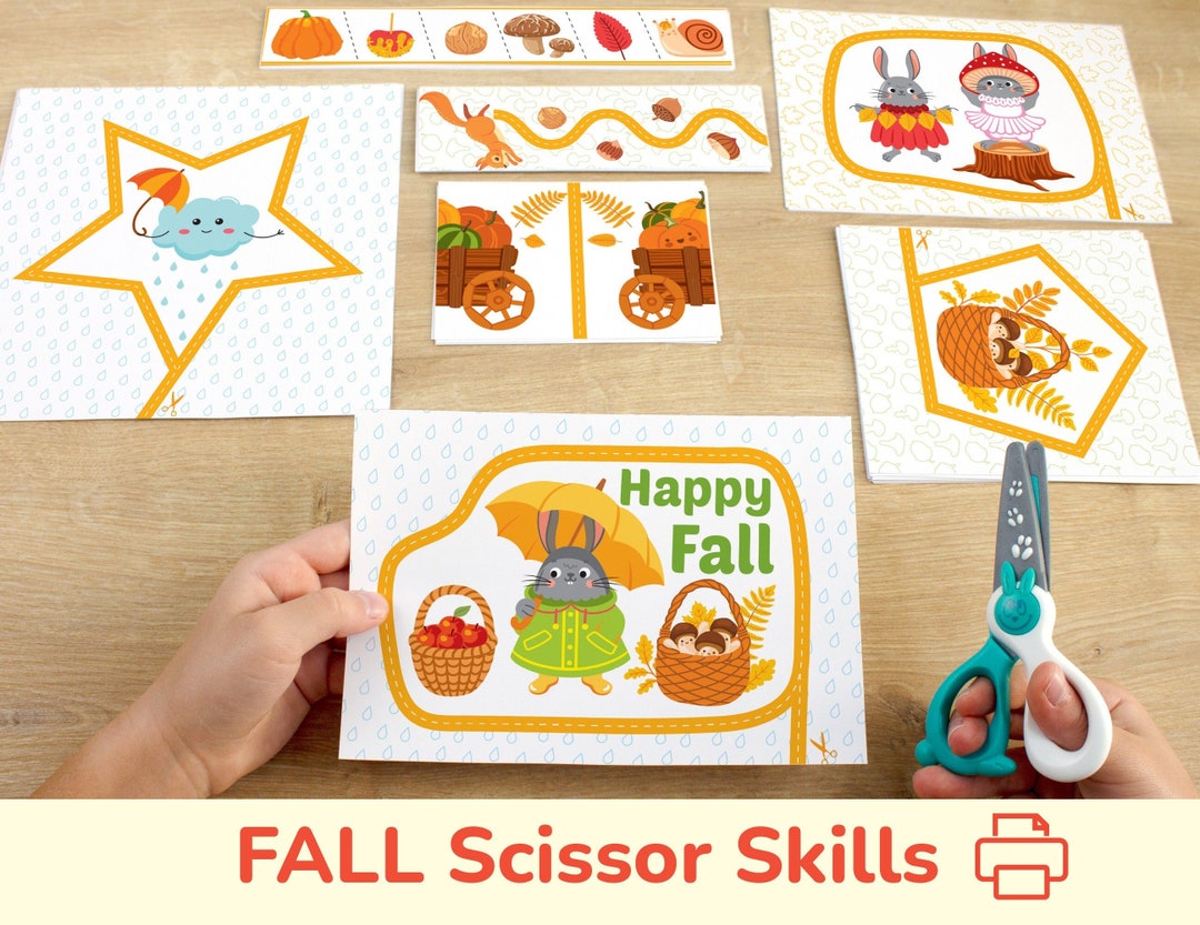 FALL Scissor Skills Activity. Autumn Preschool Kindergarten Cutting ...