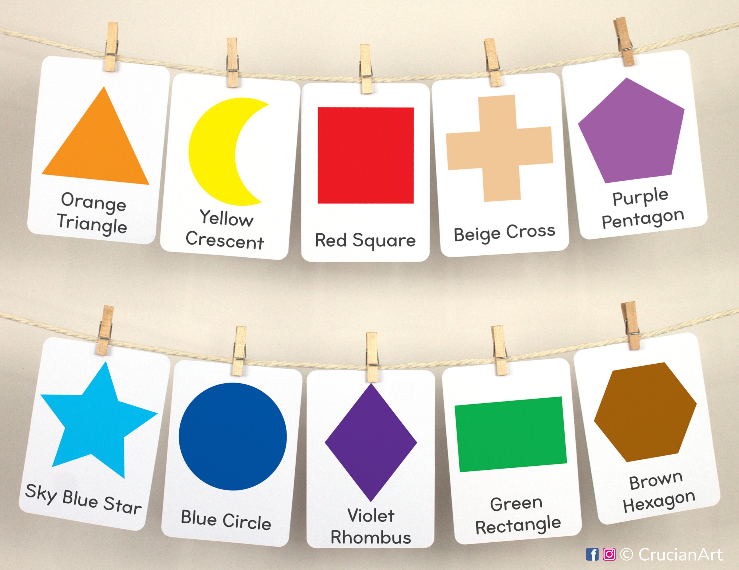 Shapes and Colors Flashcards: Toddler Visual Cards, Preschool Learning ...
