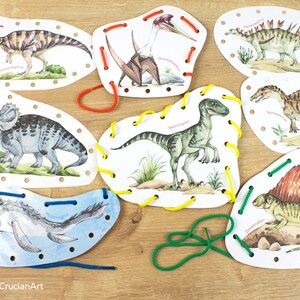 Dinosaur Lacing Cards. Dino Theme Toddler and Preschool Activity ...