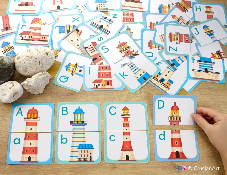 Lighthouse Alphabet Puzzle Pairs: Printable Matching Cards and Letters ...
