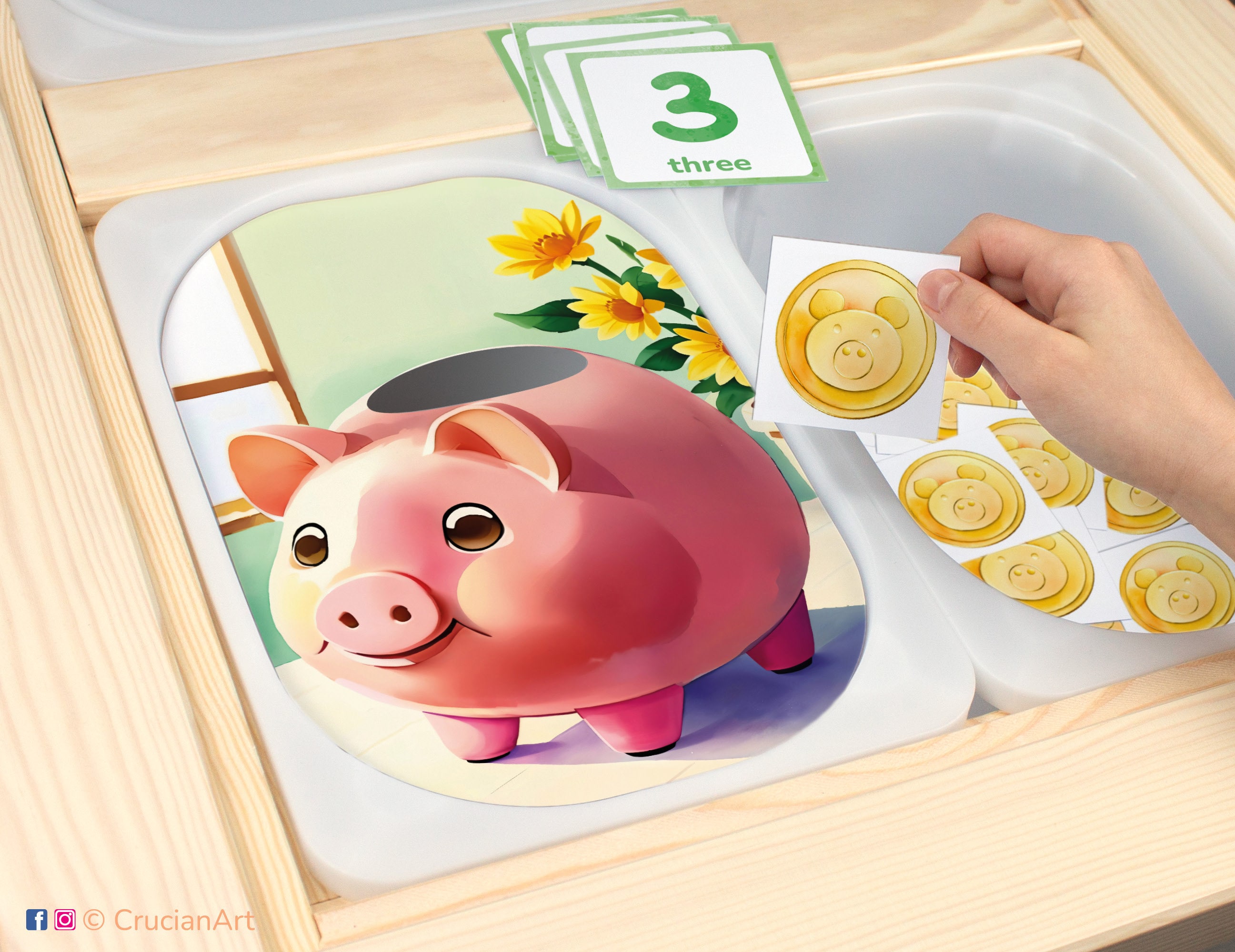 Piggy Bank Coins Counting Activity: Printable Flisat Insert for Sensory ...