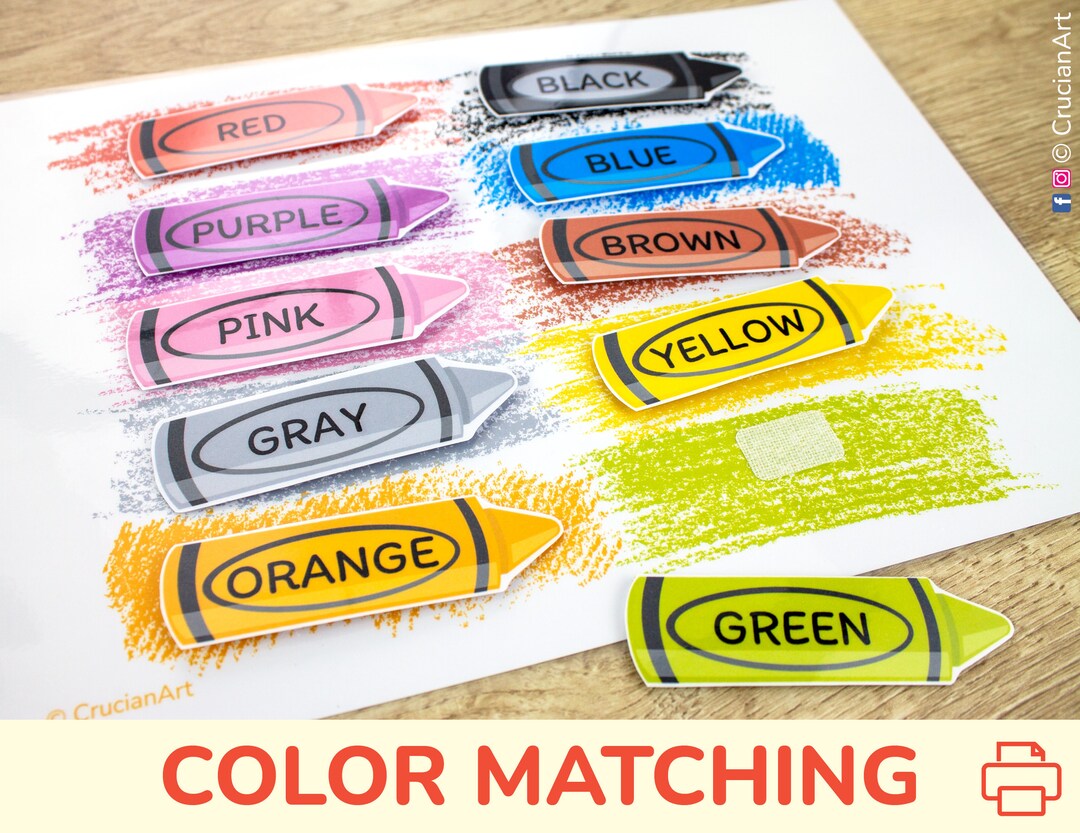 Colors Match Learning Activity. Matching Color Crayons & Cans of Paint ...