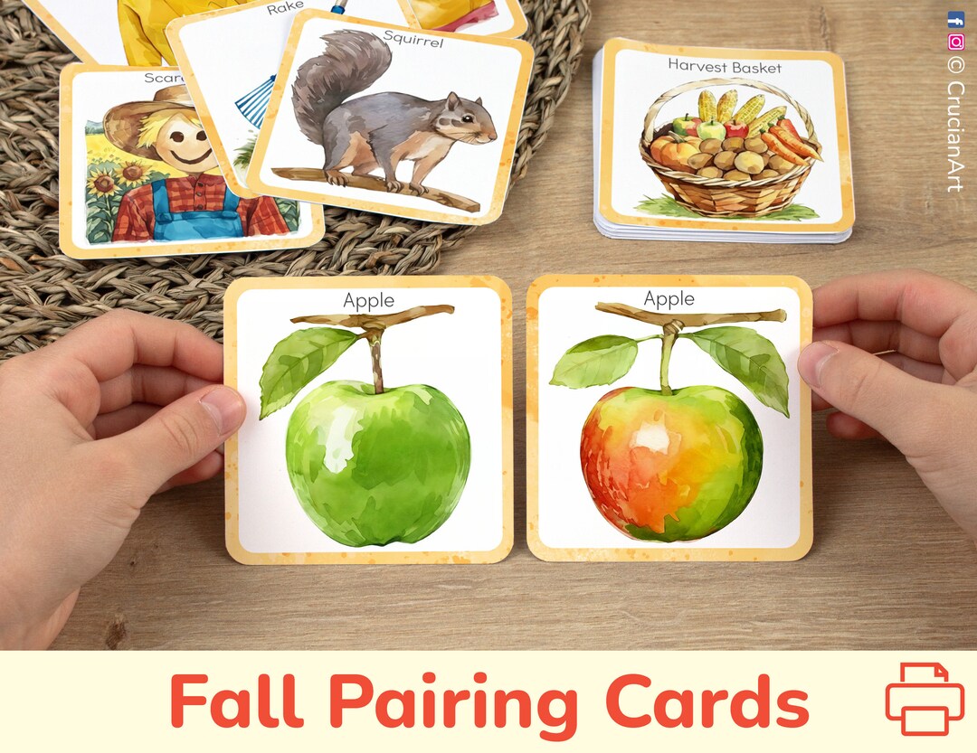 Fall Theme Matching Cards: Printable Learning Activity for Toddler ...