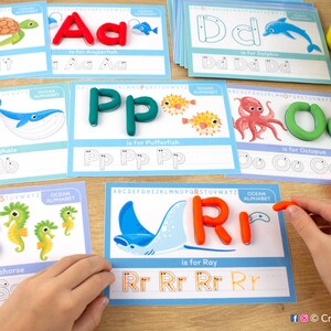 OCEAN ANIMALS Play Dough Mats. Under the Sea Alphabet Playdough ...