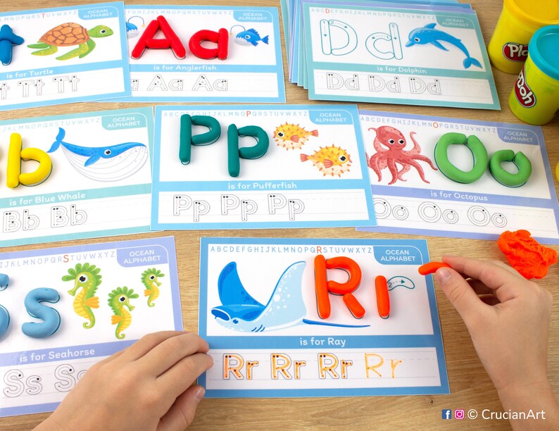 OCEAN ANIMALS Play Dough Mats. Under the Sea Alphabet Playdough ...