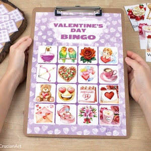 Valentine's Day Bingo Game: Printable Preschool, Kindergarten, Toddler ...