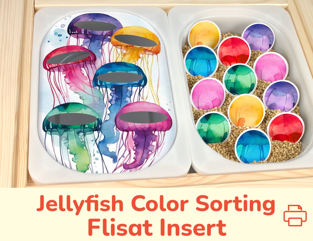 Jellyfish Color Sorting Flisat Insert: Printable Learning Activity for ...