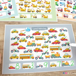 Vehicles Count to 10 Printable Activity. Land, Water, Air, Construction ...