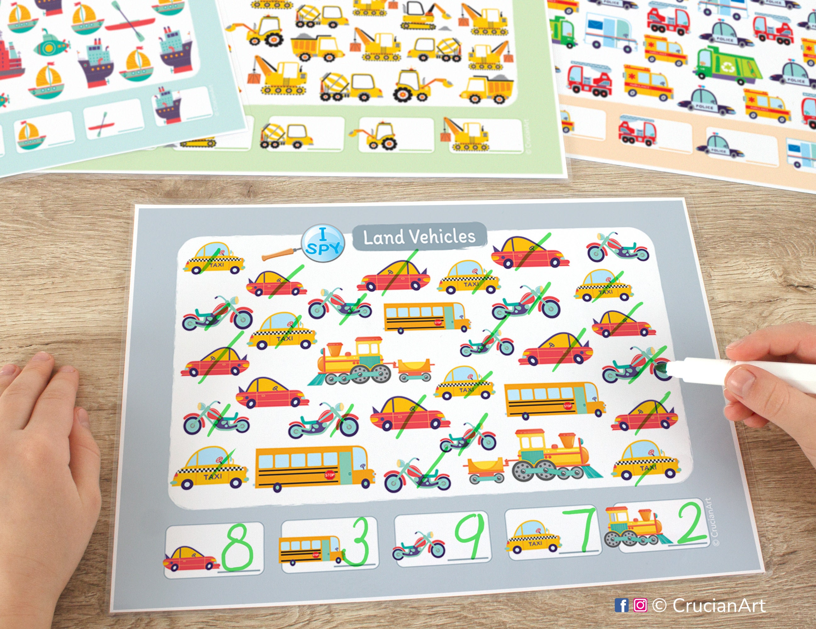 Vehicles Count to 10 Printable Activity. Land Water Air - Etsy