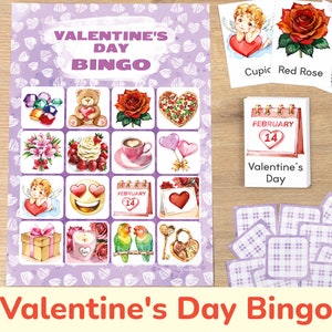Valentine's Day Bingo Game: Printable Preschool, Kindergarten, Toddler ...