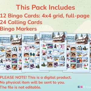 Winter Bingo Game: Printable Preschool, Kindergarten, Toddler Activity ...