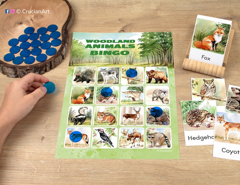 Woodland Animals Bingo Game: Printable Preschool, Kindergarten, Toddler ...