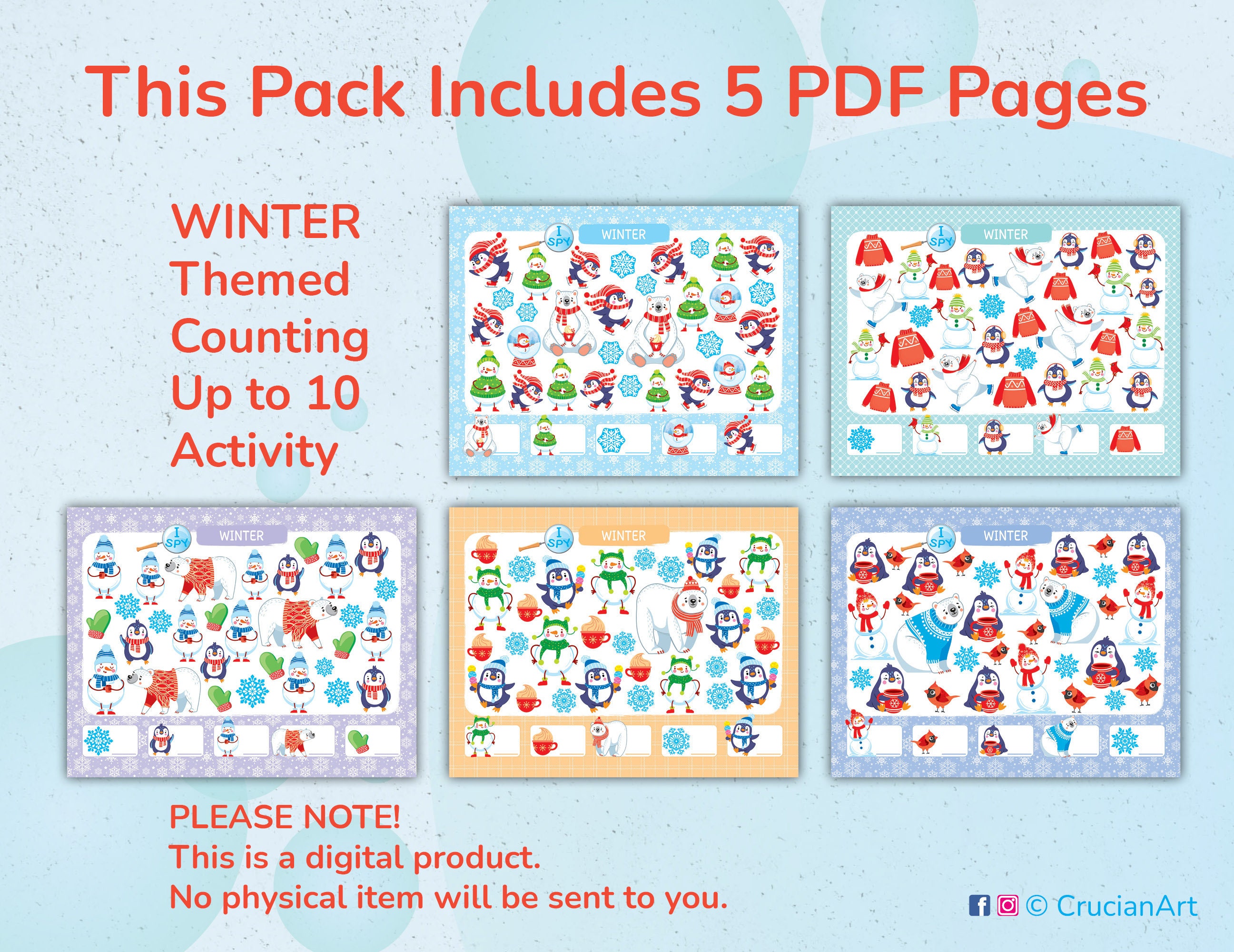 Winter I Spy Counting Activity. Seasonal Printable Count to 10 - Etsy