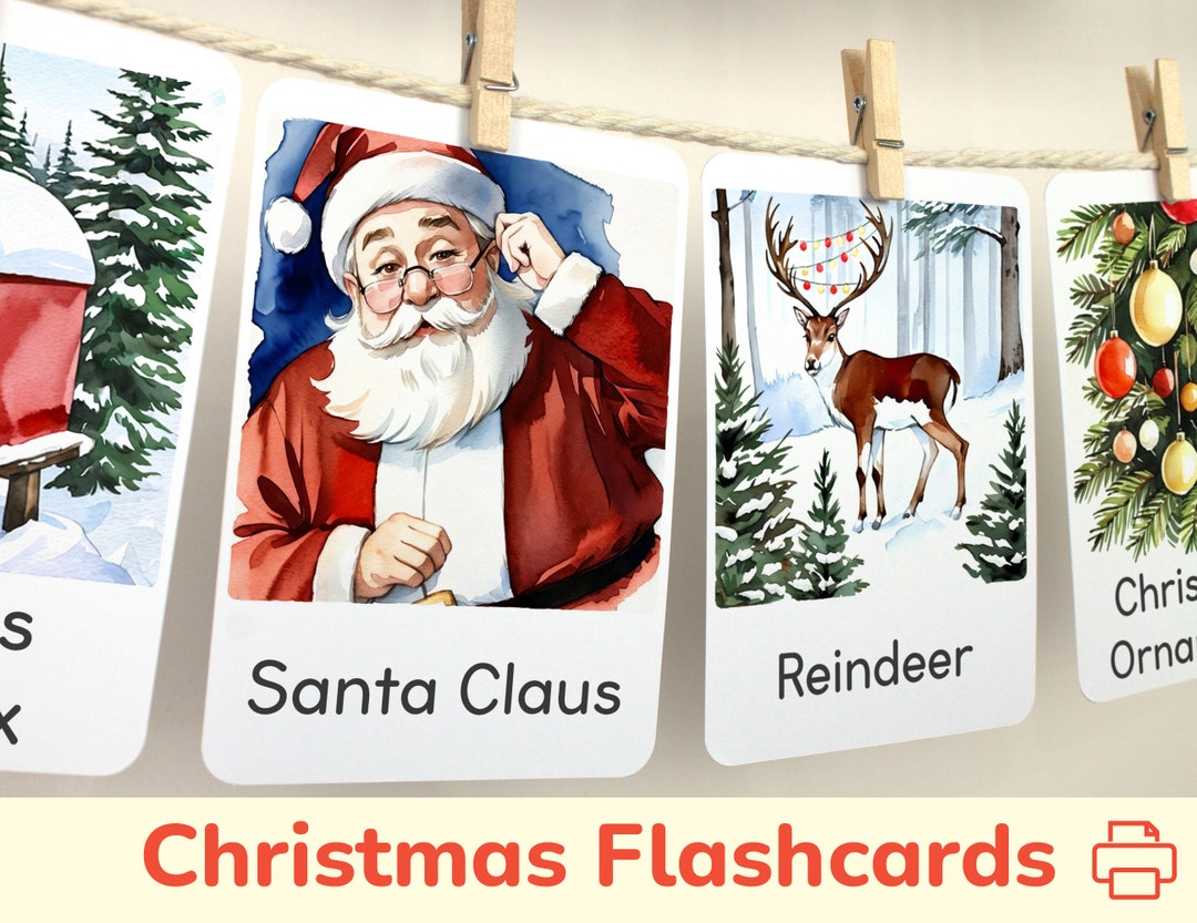 Christmas Flashcards: Toddler Preschool Kindergarten Printable Flash ...