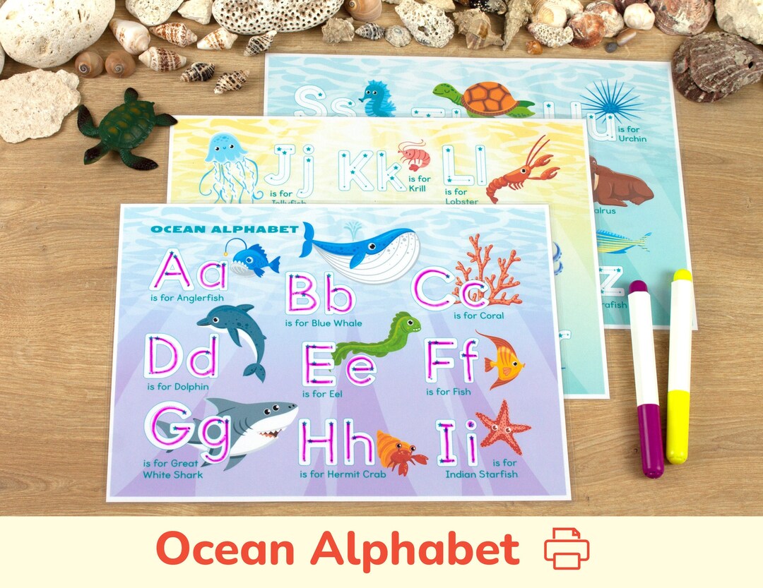 Ocean Alphabet Tracing Activity. Printable Uppercase and - Etsy