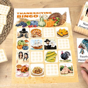 Thanksgiving Day Bingo Game: Printable Preschool, Kindergarten, Toddler ...
