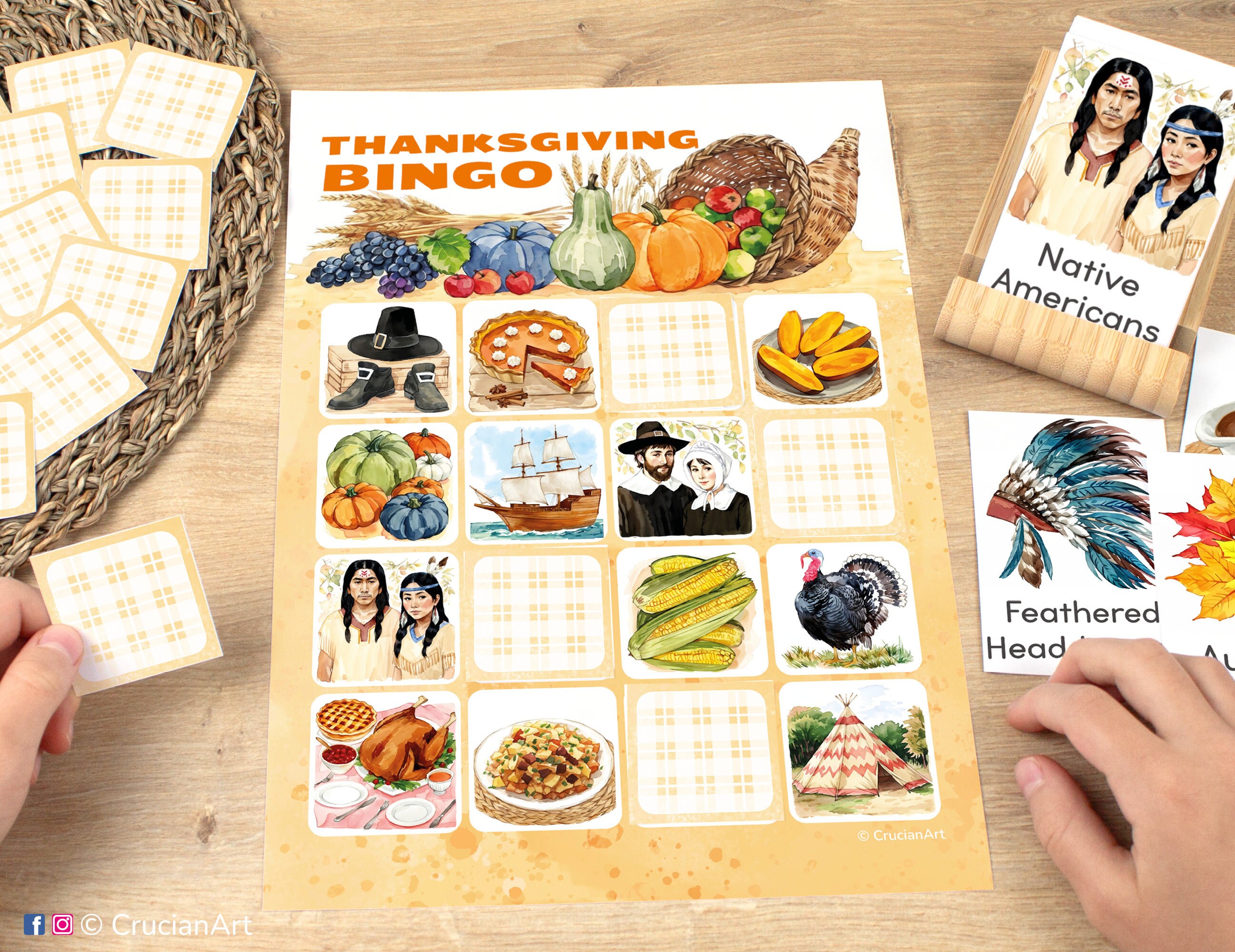 Thanksgiving Day Bingo Game: Printable Preschool, Kindergarten, Toddler ...