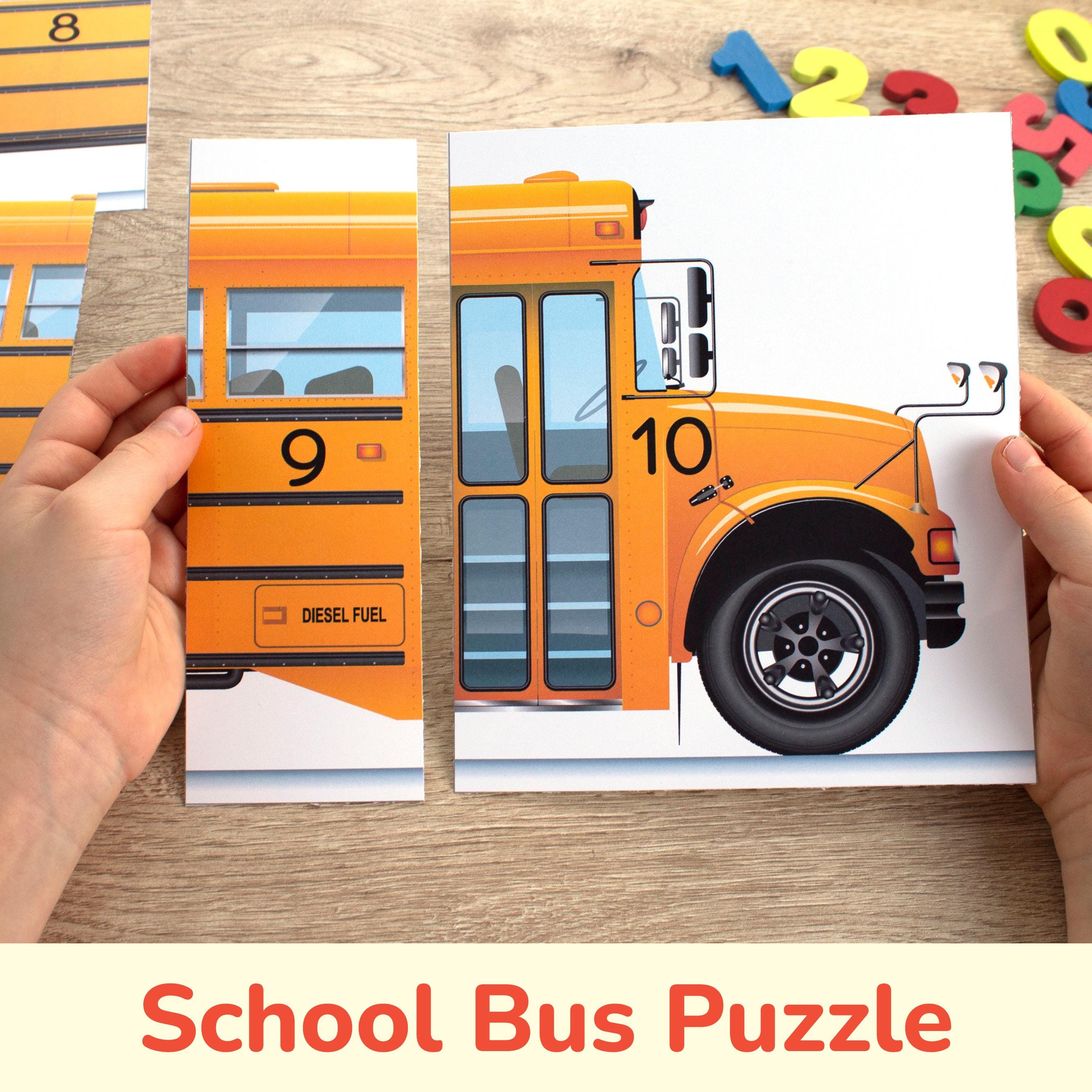 SCHOOL BUS Number Sequence Puzzle. Sequencing 1-10, 11-20 Printable ...