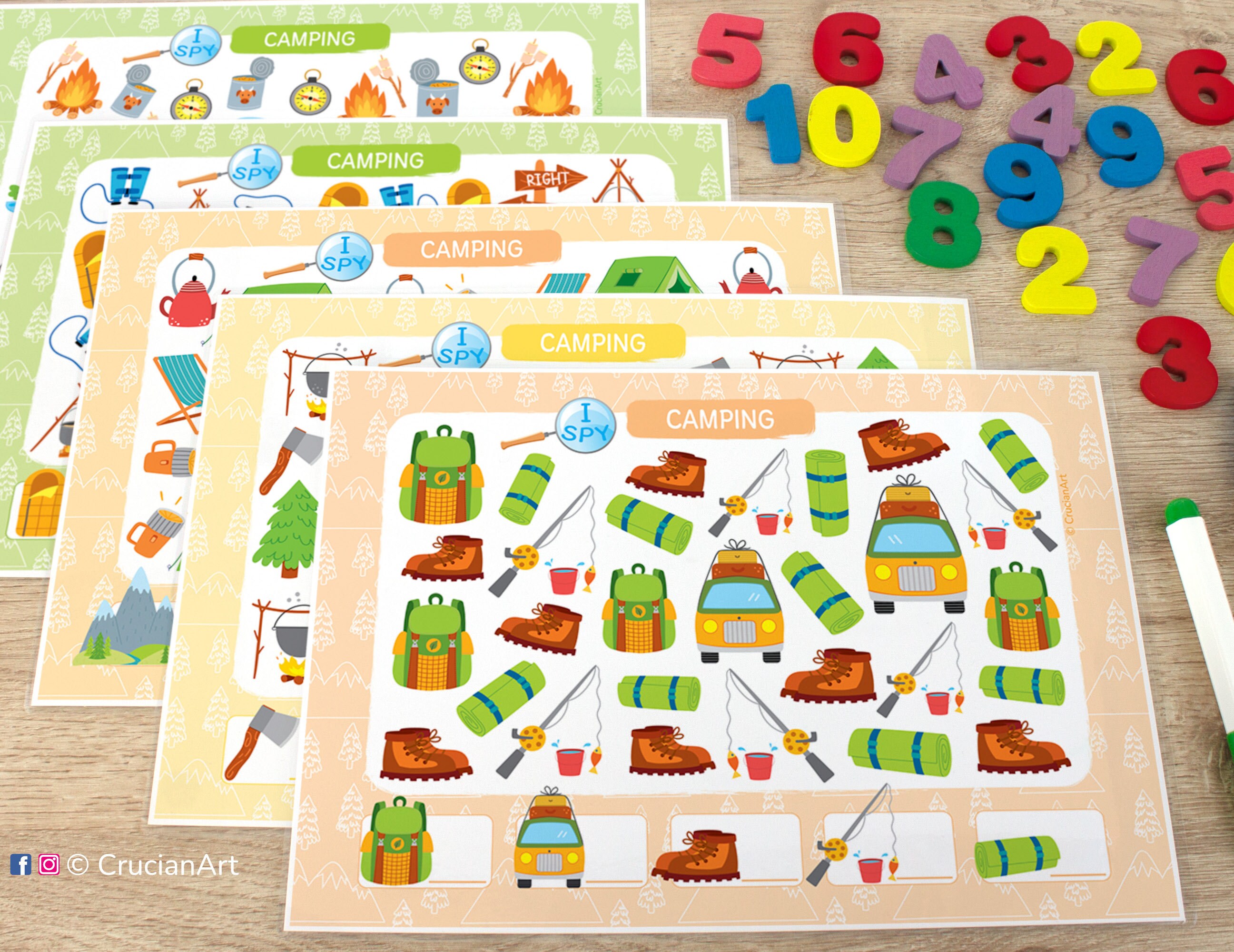 Camping I Spy Counting Activity. Preschool Learning Worksheets ...