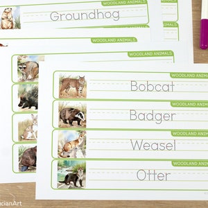 Woodland Animals Handwriting Worksheets: Printable Vocabulary Activity ...