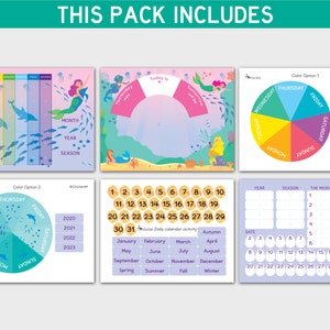 Mermaid Printable Calendar. Circle Time Preschool, Pre-k, Kindergarten ...