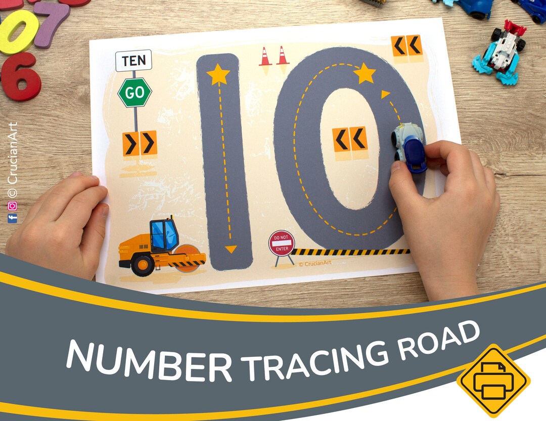 Numbers Printable Road Mat for Boys. Construction Truck Tracing ...