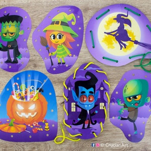 HALLOWEEN Printable Lacing Cards. Toddler and Preschool Fine Motor ...