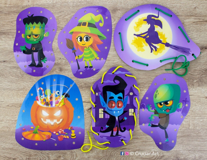 HALLOWEEN Printable Lacing Cards. Toddler and Preschool Fine - Etsy
