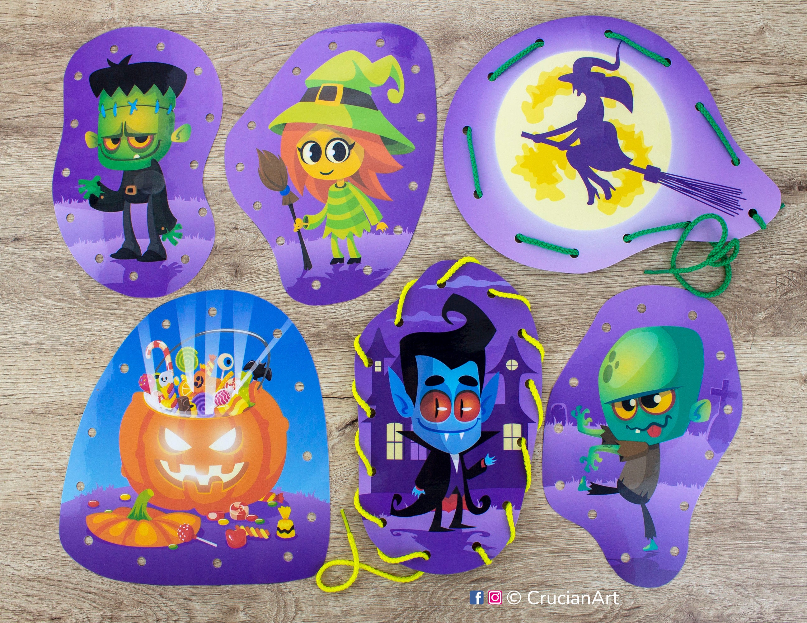 HALLOWEEN Printable Lacing Cards. Toddler and Preschool Fine - Etsy