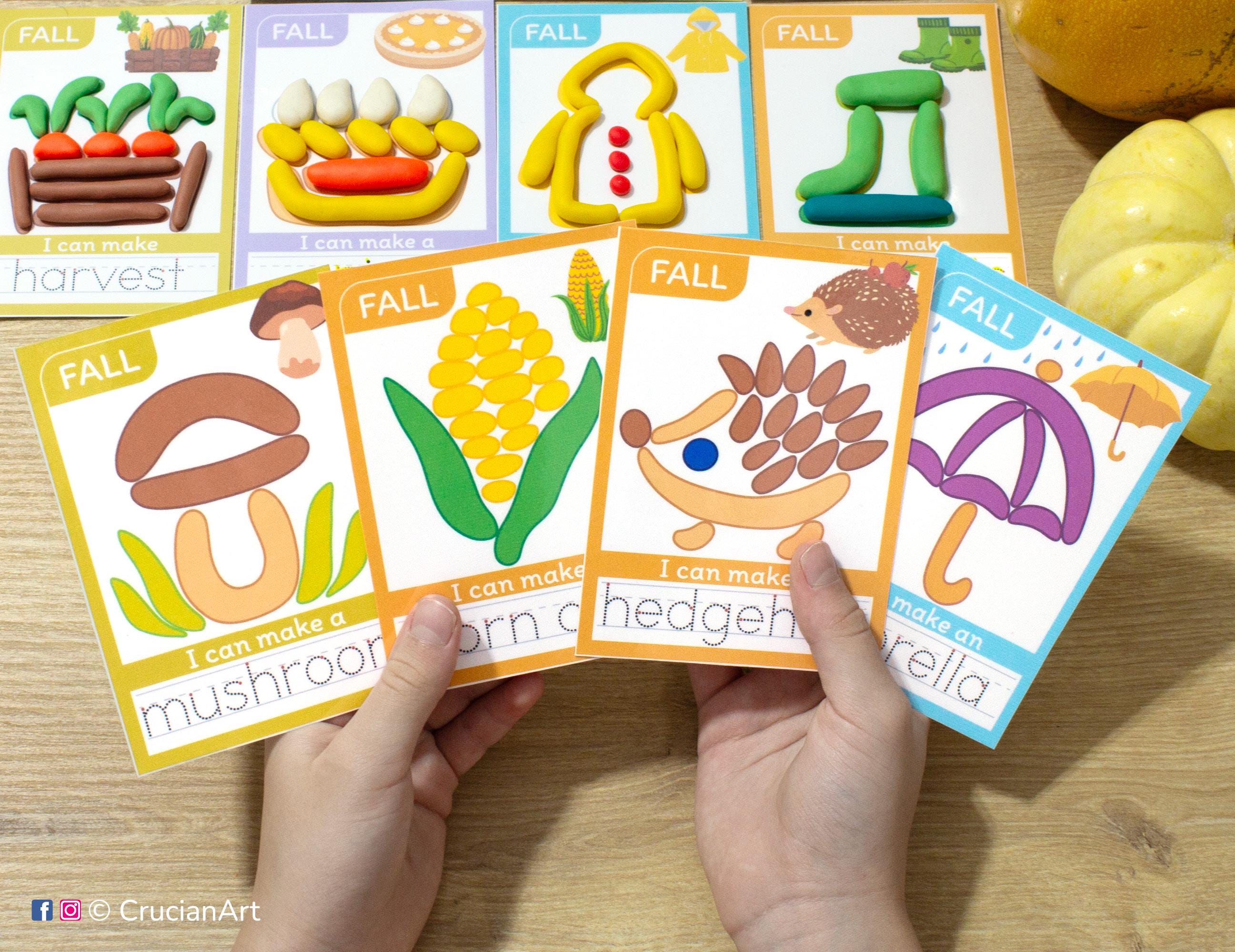 Fall Season Playdough Mats: Autumn Printable Play Dough Mat. Toddler ...