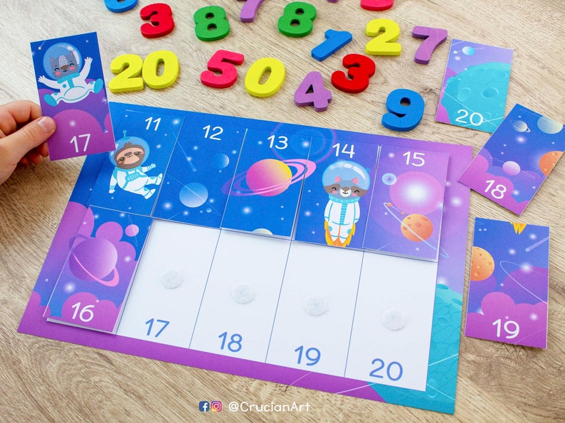 Space Theme Number Puzzle 1 20. Printable Preschool Activity | Etsy