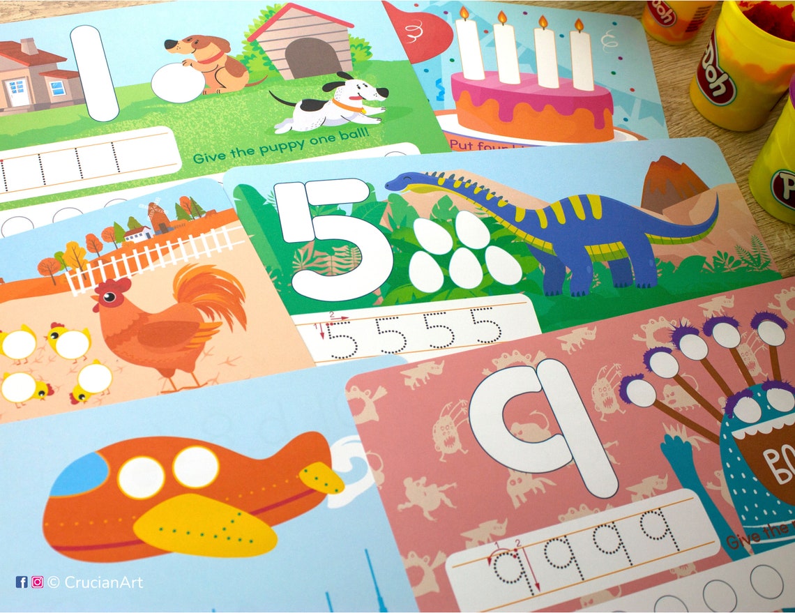 Numbers 1-10 Playdough Mats. Printable Play Dough Activity for Toddler ...