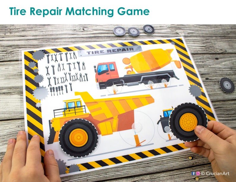 Construction Vehicles Sorting & Matching Printable Busy Book. Truck ...