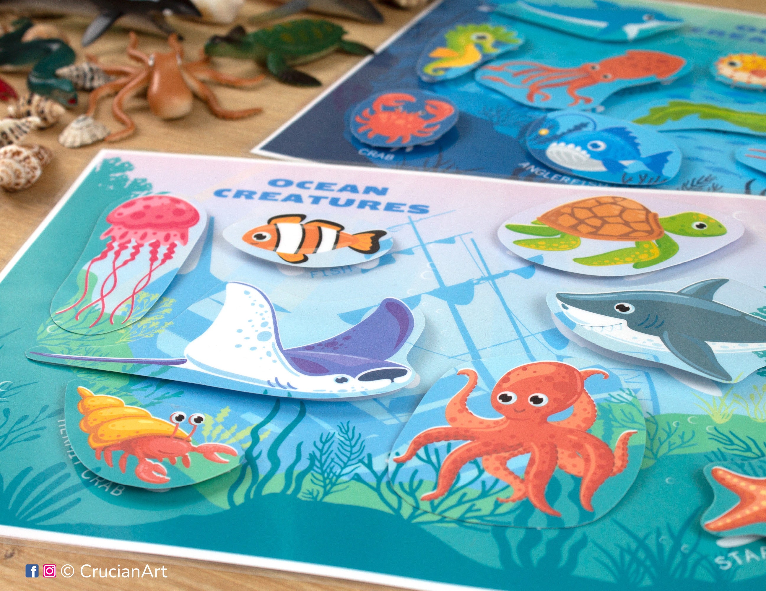 Under the Sea Matching Activity. Ocean Animals Learning Busy Book Page ...