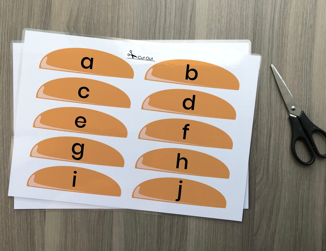 Burger Themed Alphabet. Uppercase and Lowercase Letters Matching ...