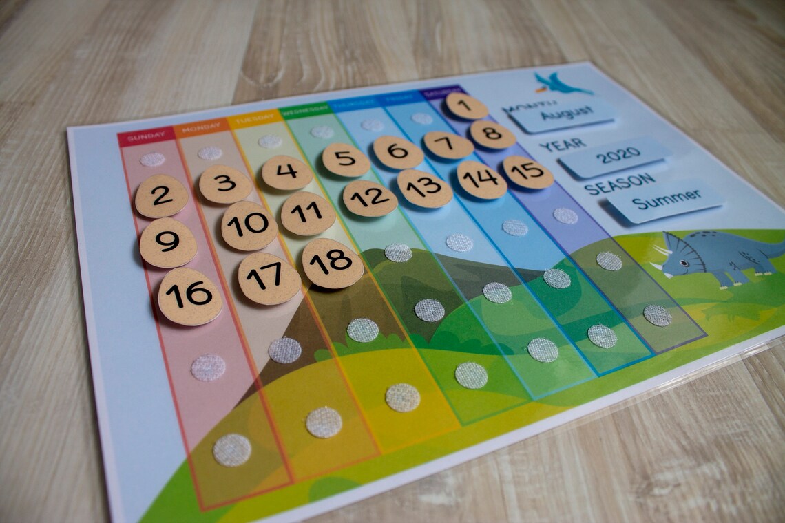 Dinosaur Themed Printable Calendar. Learning Circle Time | Etsy