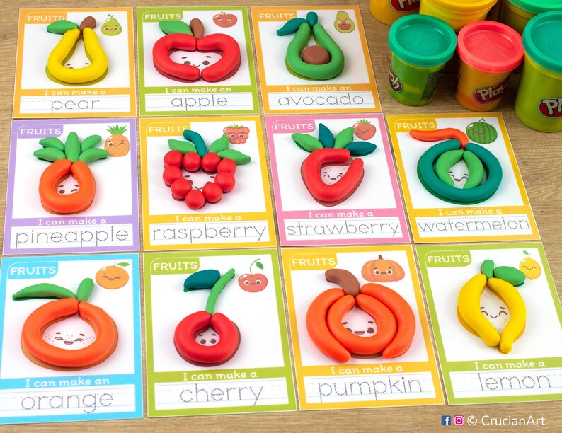 Fruits Playdough Mats. Printable Toddler, Preschool Educational ...