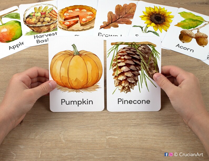Fall Themed Flashcards for Seasonal Vocabulary Boosts. Toddler ...