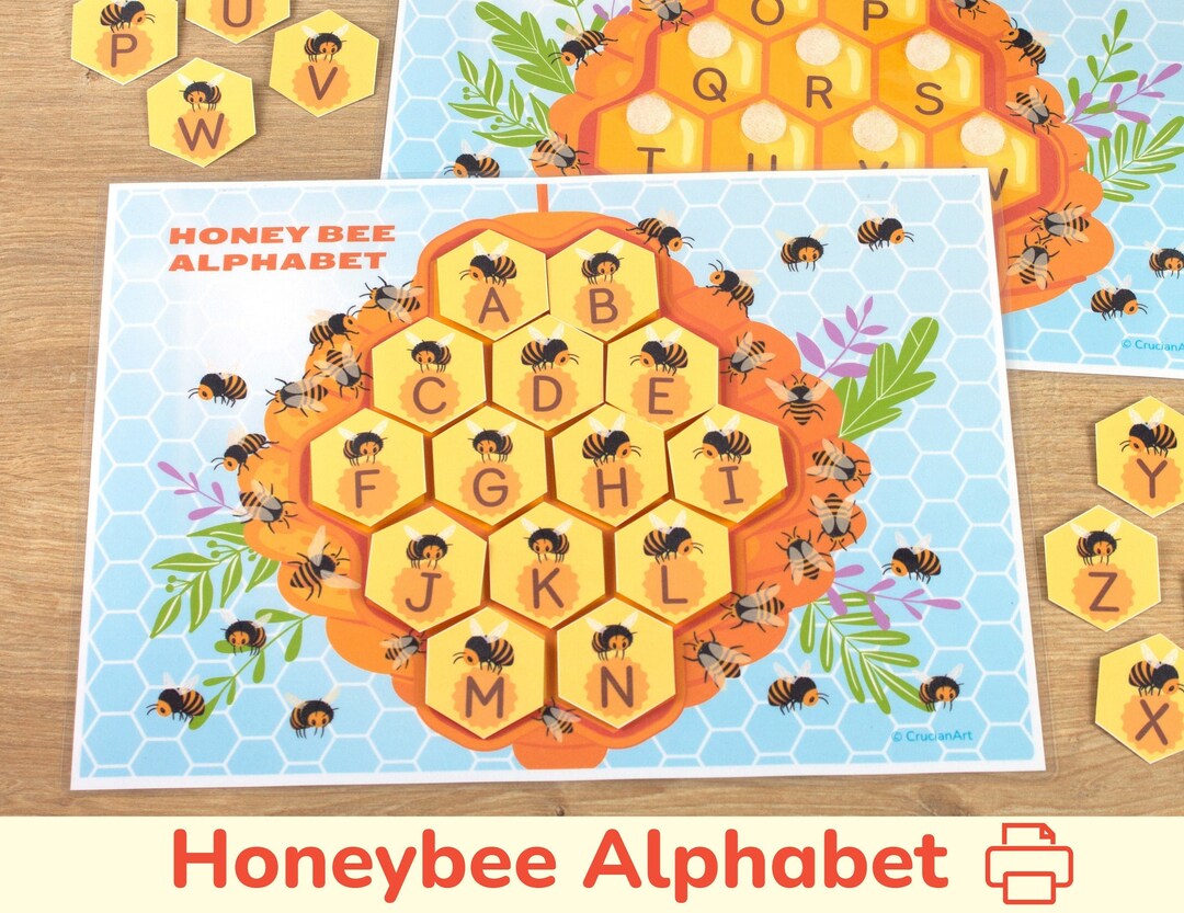 Honey Bee Alphabet Matching. Honeybee Match Printable Learning Activity ...