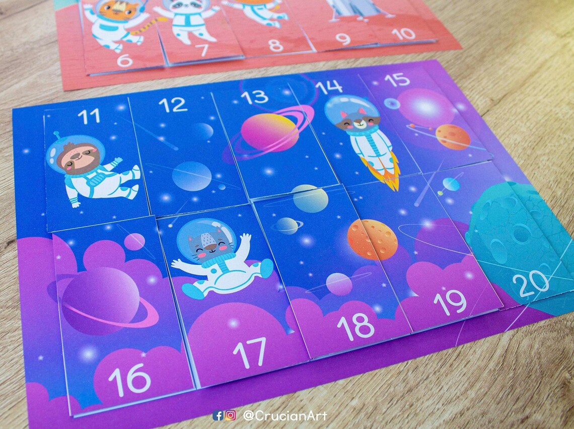 Space Theme Number Puzzle 1 20. Printable Preschool Activity | Etsy