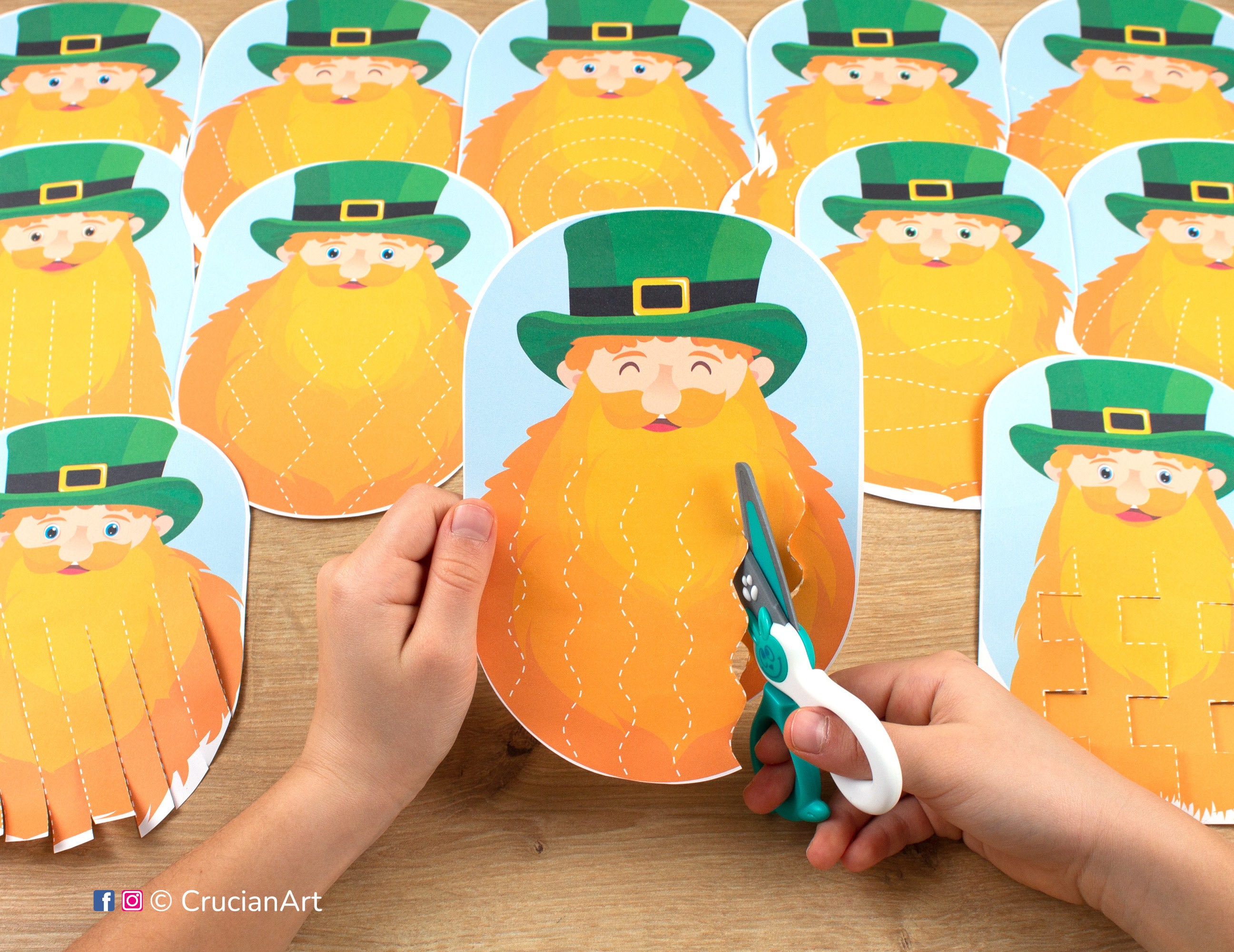Saint Patrick’s Beard Cutting Activity. Scissor Skills Practice. Spring ...